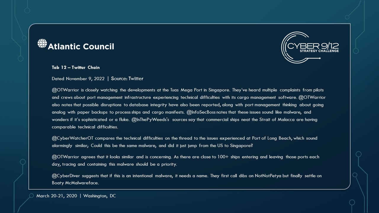 Washington, DC Cyber 9/12 Strategy Challenge Playbook - Atlantic Council